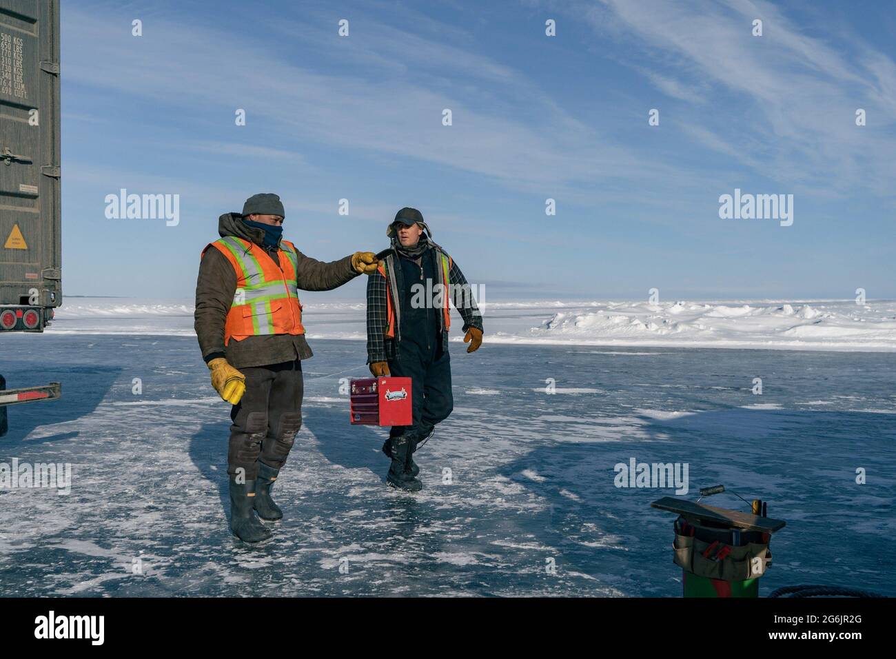 THE ICE ROAD, from left: Laurence Fishburne, Marcus Thomas, 2021. ph ...