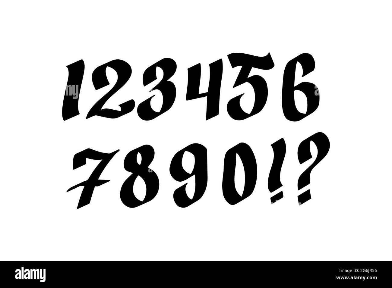 Gothic numbers from 1 to 9. Handwritten stock lettering typography ...
