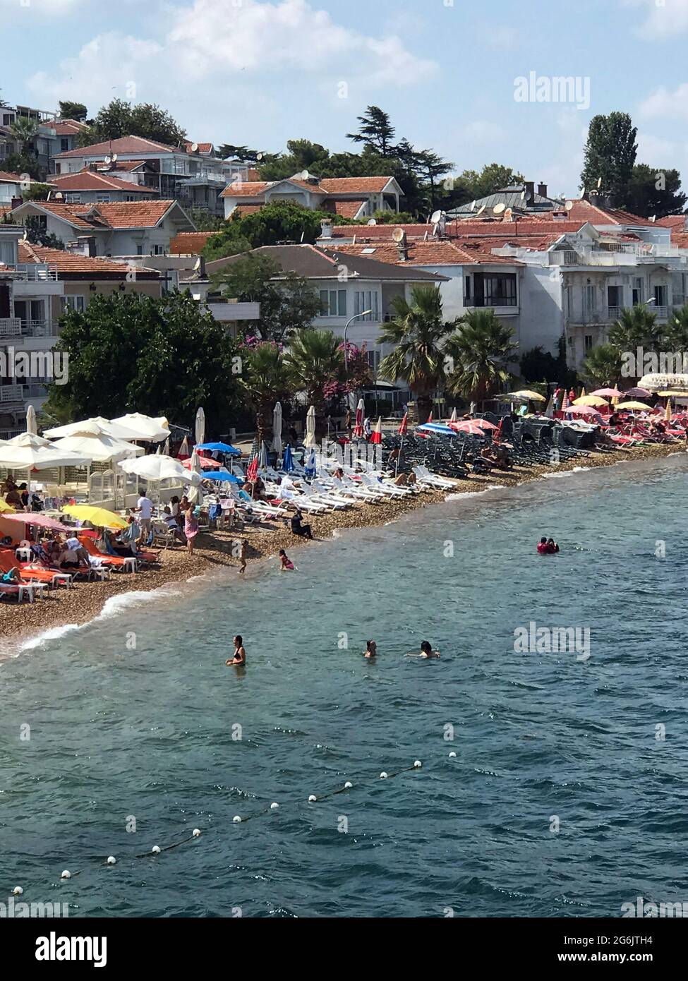 People enjoying a swim in the Bosphorus Sea at the Princess Islands ...