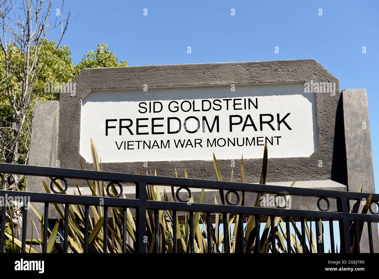 WESTMINSTER, CALIFORNIA - 5 JULY 2021: Sign at Sid Goldstein Freedom ...