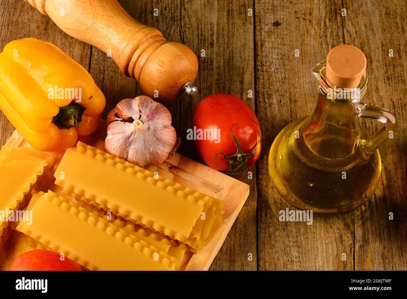 Italian food pasta on the kitchen table Stock Photo - Alamy