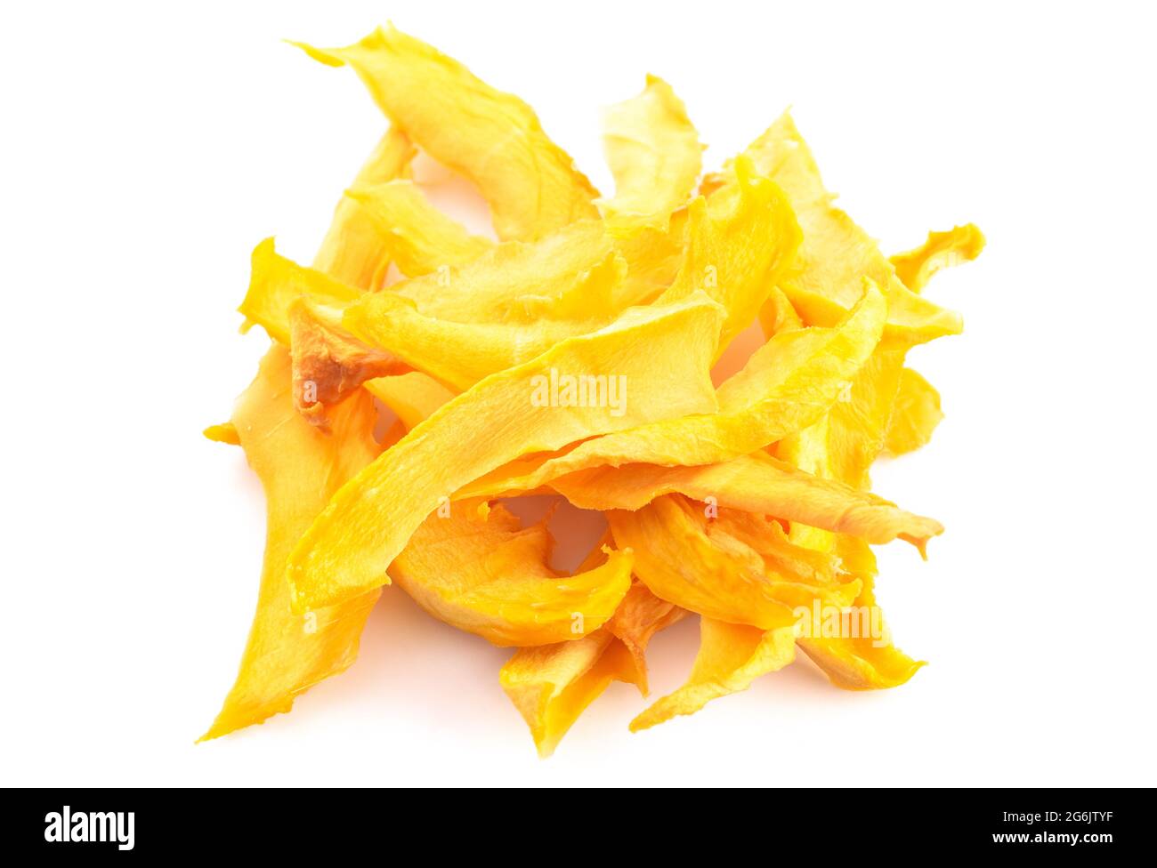 Dehydrated Mango Slices on a White Background Stock Photo - Alamy
