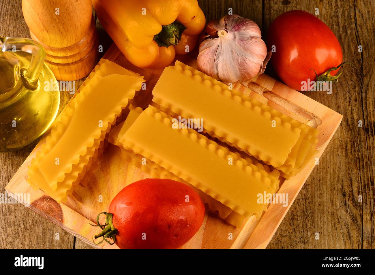 Italian food pasta on the kitchen table Stock Photo - Alamy