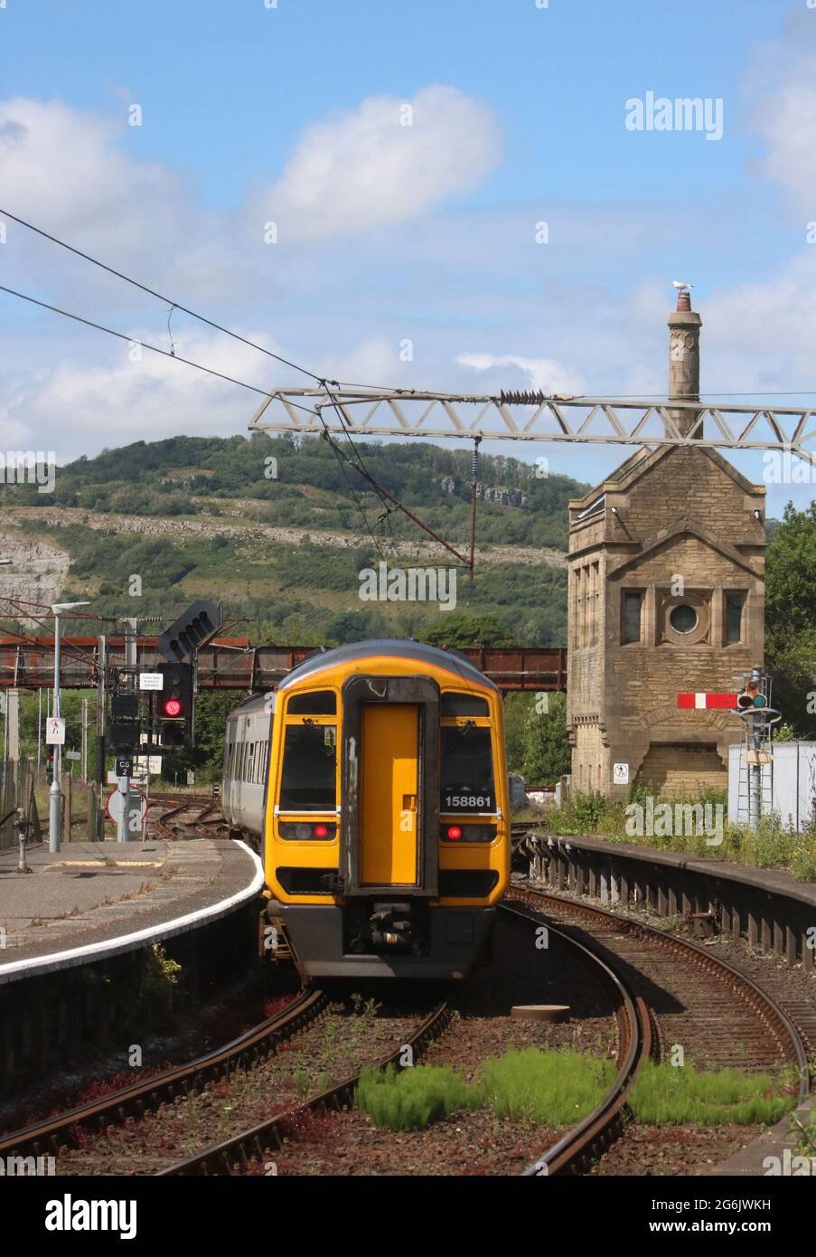 Northern express sprinter dmu leaving Carnforth station on 5th July ...