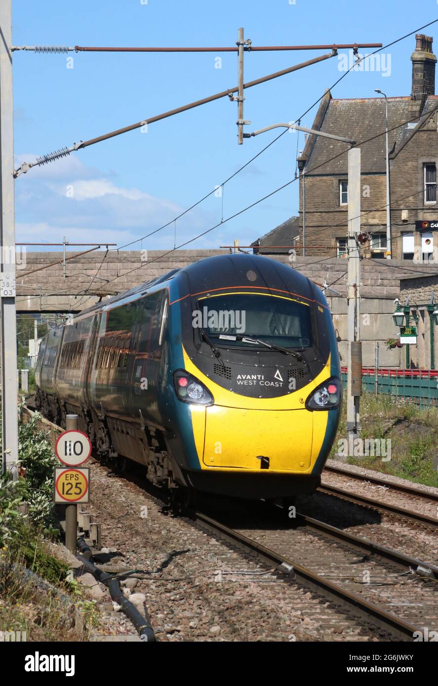 Avanti West Coast pendolino passing through Carnforth in Lancashire on ...