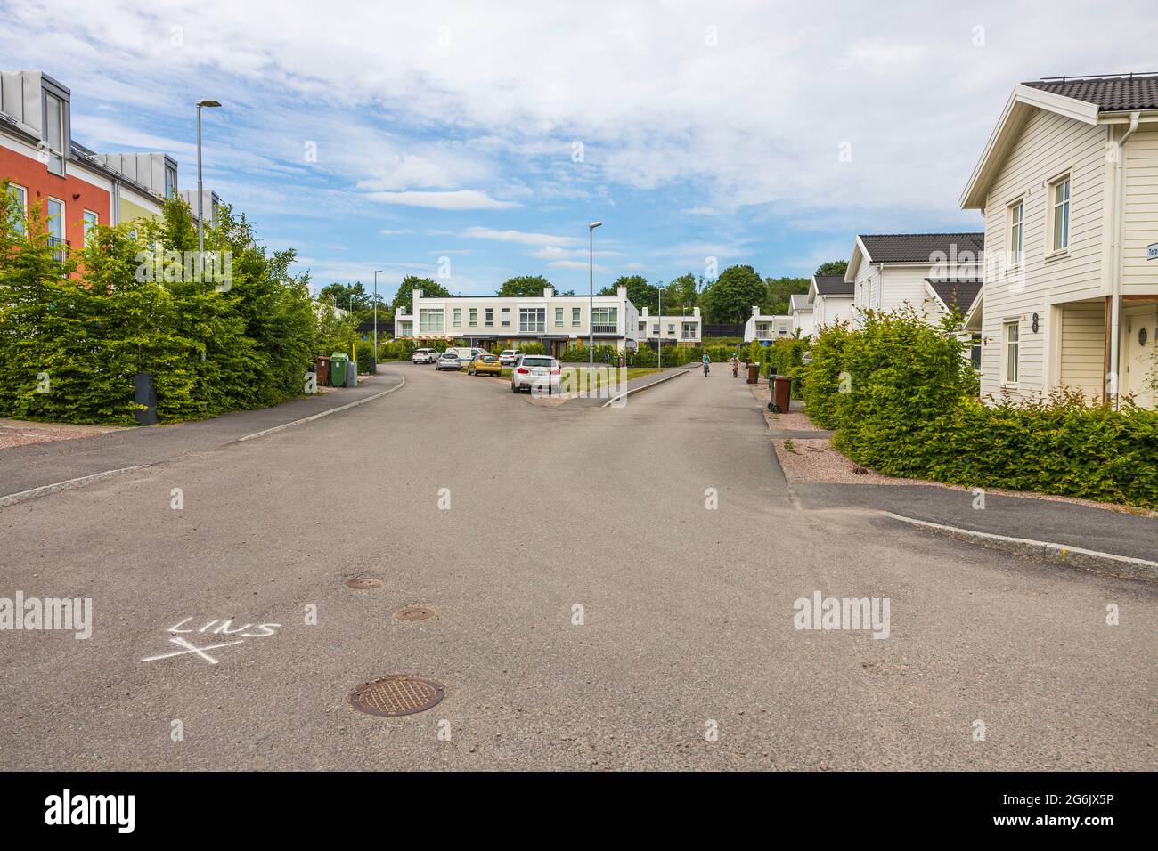 Beautiful landscape view of modern European suburb. New modern houses ...