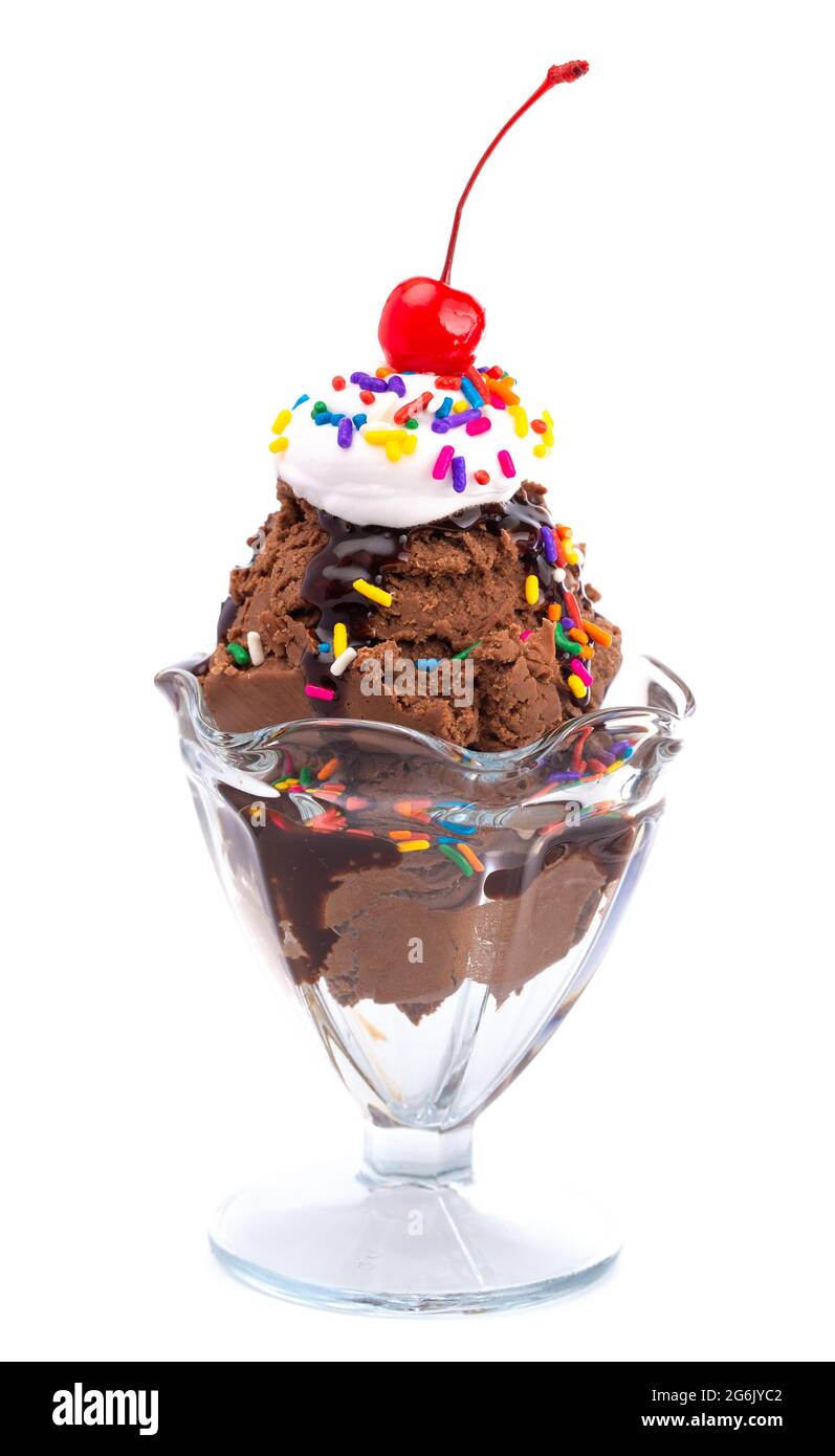 Chocolate Sundae Isolated on a White Background Stock Photo - Alamy