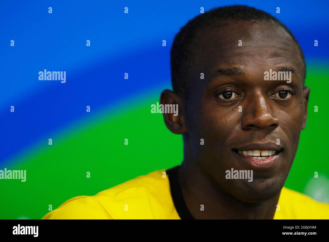 Usain Bolt of Jamaica portrait at Rio 2016 Olympic Games. Jamaican ...