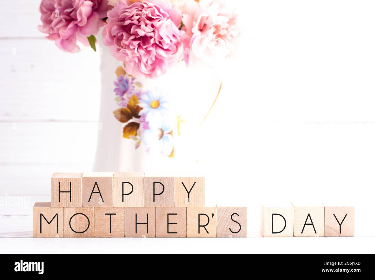 Mothers Day Background with Writing on Block Letters with Pink Flowers ...