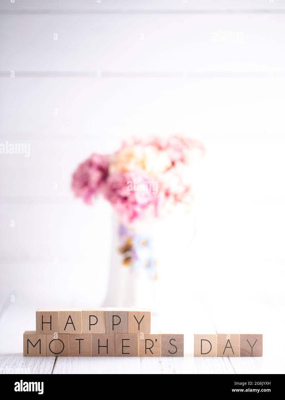 Mothers Day Background with Writing on Block Letters with Pink Flowers ...