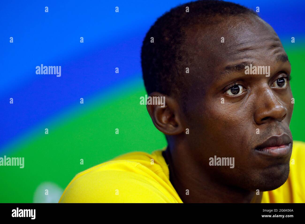 Usain Bolt of Jamaica portrait at Rio 2016 Olympic Games. Jamaican ...