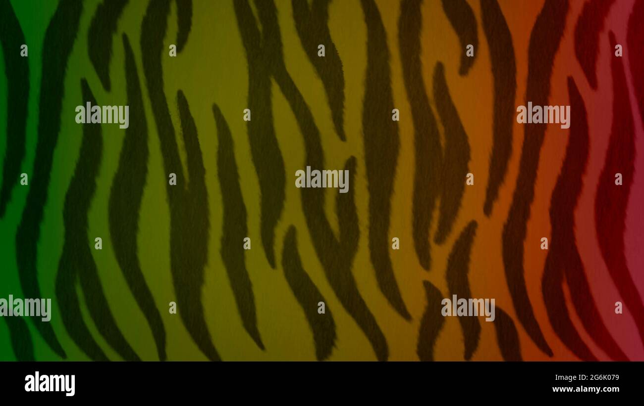 A Background of Tiger Stripes with African Flag Colors of Red Yellow ...