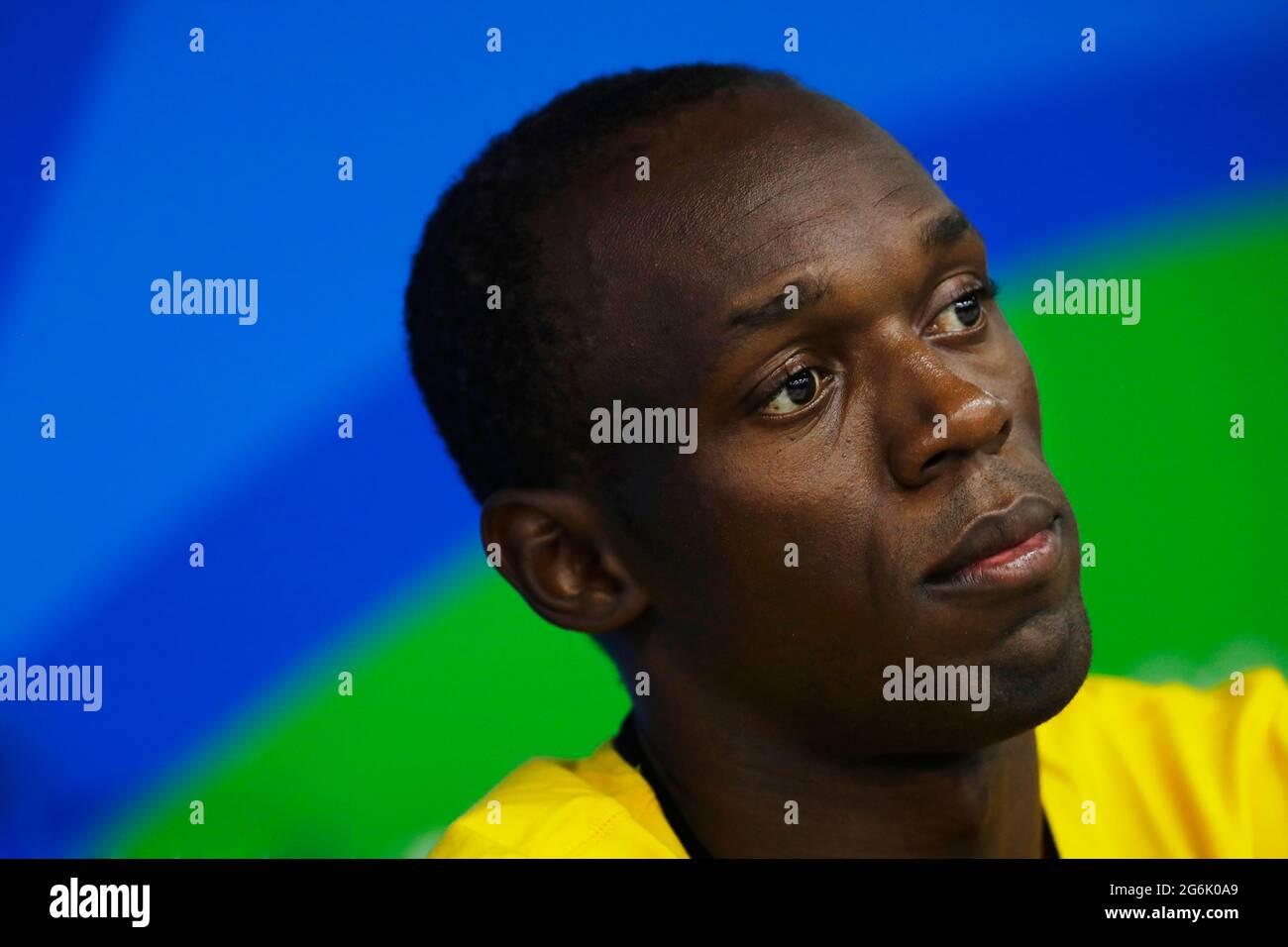 Usain Bolt of Jamaica portrait at Rio 2016 Olympic Games. Jamaican ...