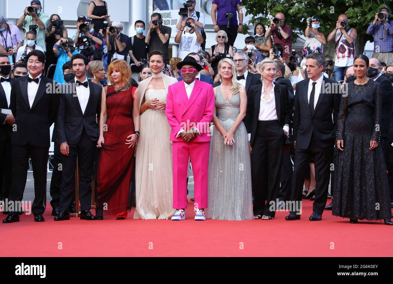 Cannes, France. 06th July, 2021. Jury members Song Kang-Ho, Tahar Rahim ...