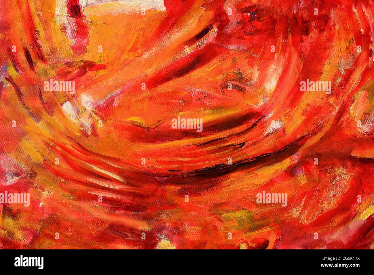 Layered expressionist painting in red and orange colours, ideal for ...