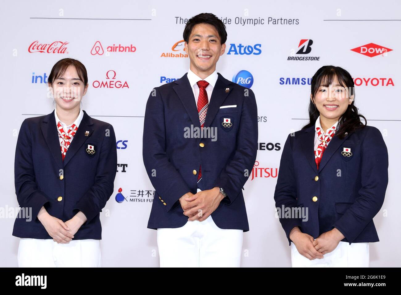 Tokyo, Japan. 6th July, 2021. (L-R) Kasumi Ishikawa, Ryota Yamagata, Yui Susaki (JPN) Olympic ...