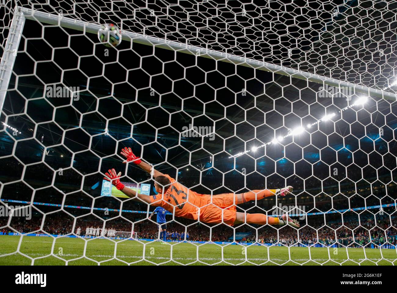 London, Britain. 6th July, 2021. Spain's goalkeeper Unai Simon (Front ...