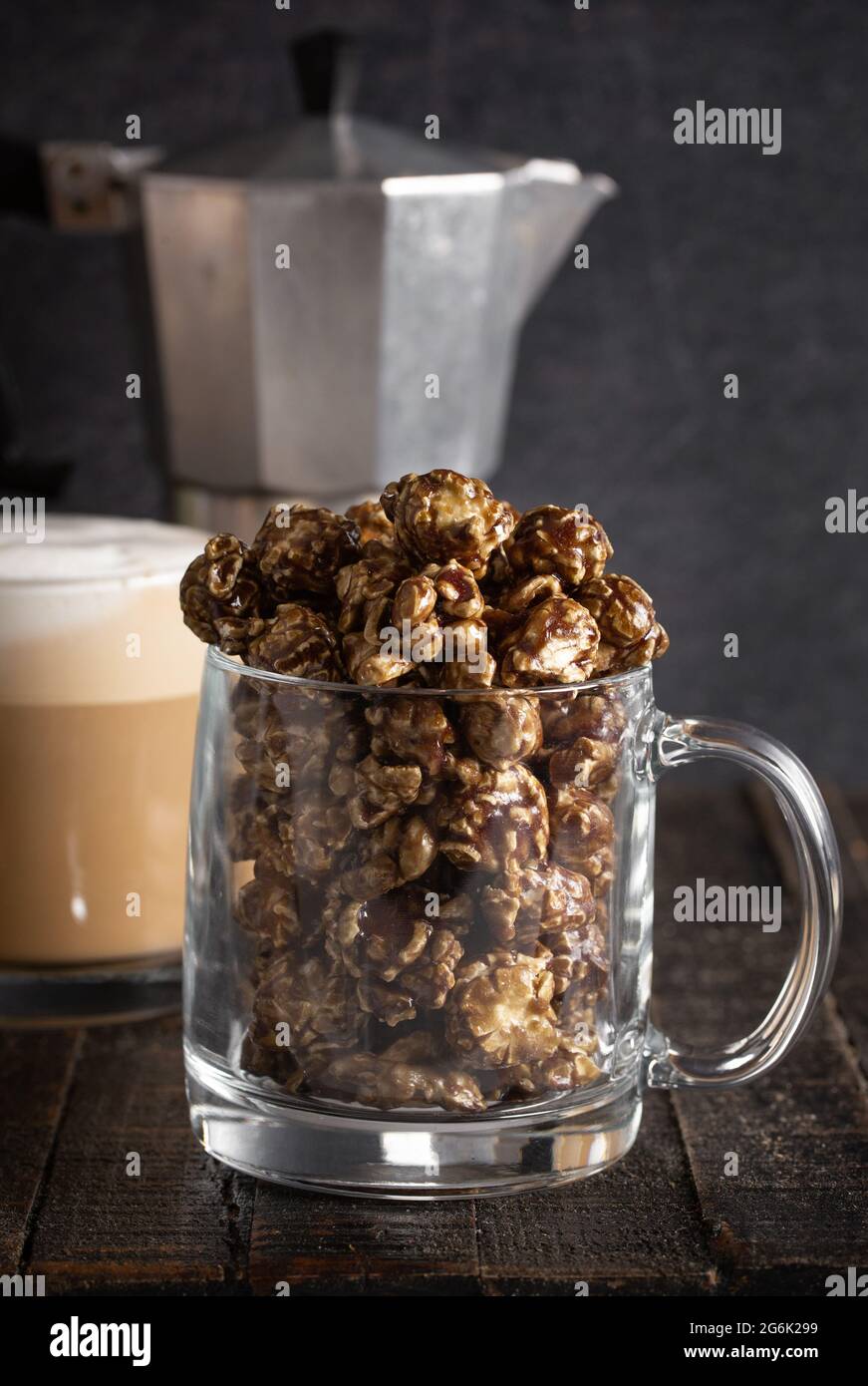 A Mug of Coffee Flavored Candy Coated Popcorn Stock Photo - Alamy