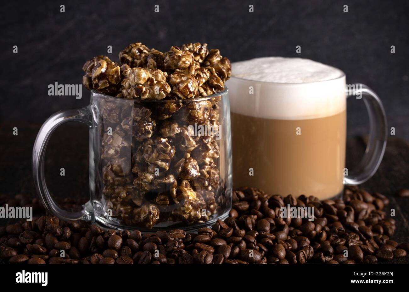 A Mug of Coffee Flavored Candy Coated Popcorn Stock Photo - Alamy