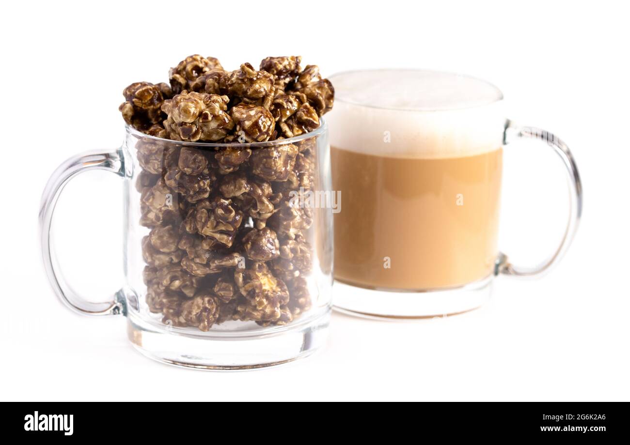 Coffee Flavored Candy Coated Popcorn on a White Background Stock Photo ...