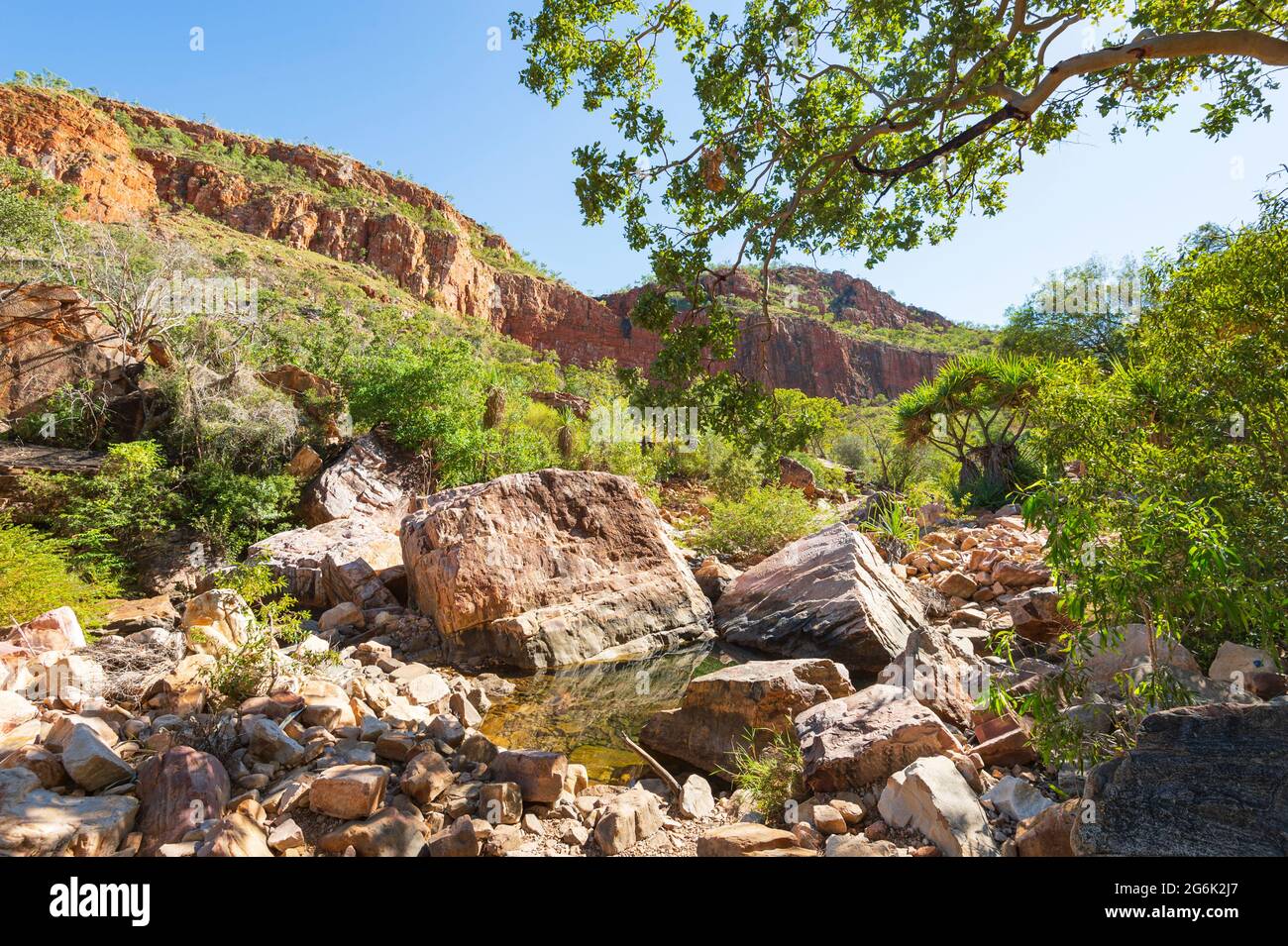 Eroded boulders along the walking trail at picturesque Emma Gorge, El ...
