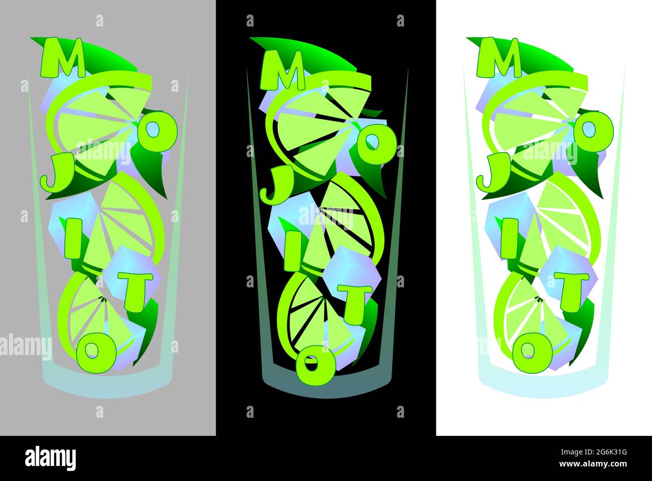 Green mint leaves ice Stock Vector Images - Alamy