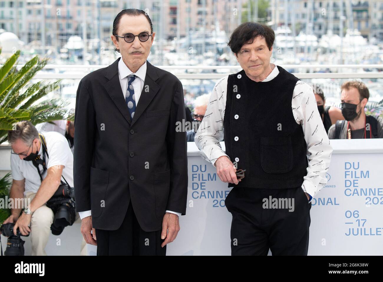 Cannes, France. 06 July 2021, Musician Ron Mael and musician Russell ...