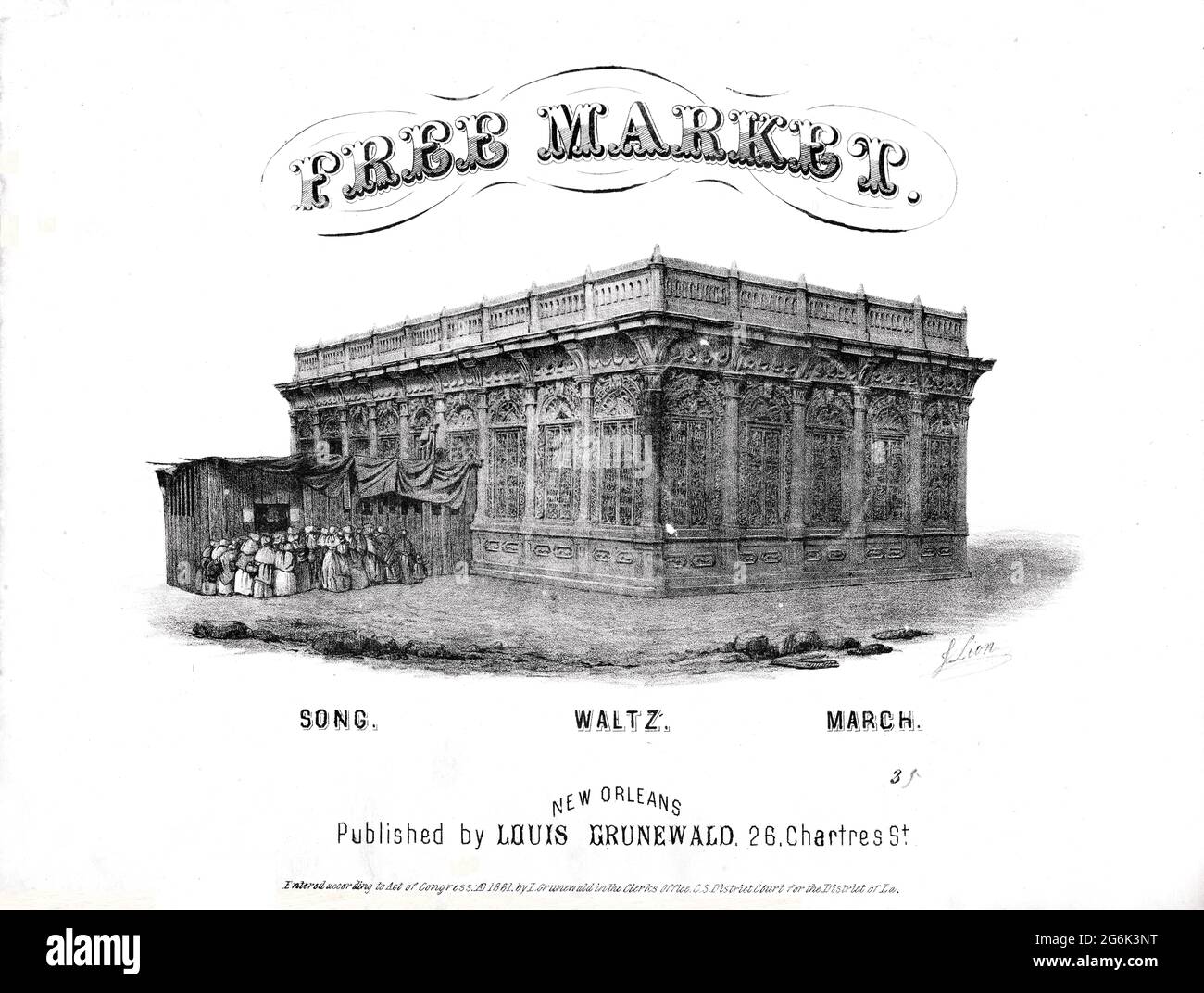 Free Market Song, Waltz and March, 1861 sheet music Stock Photo - Alamy