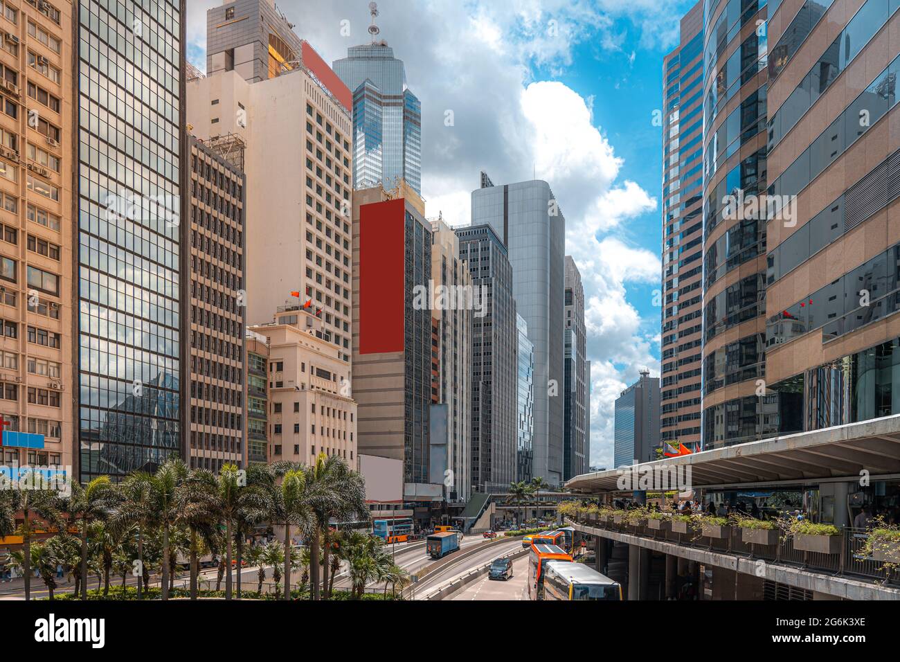 Modern Hong Kong Architecture; Hong Kong Business Building Close up ...