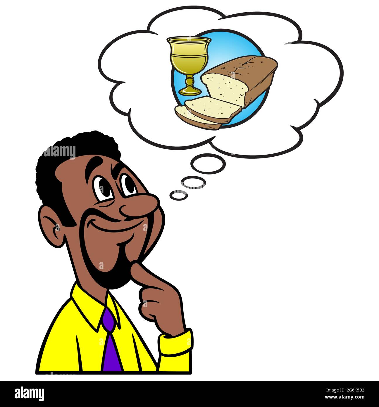 Man thinking about Communion - A cartoon illustration of a man thinking ...