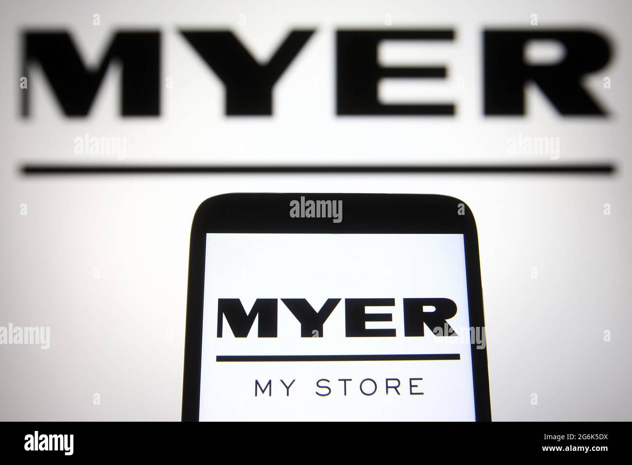 In this photo illustration a Myer (Myer Holdings Ltd) logo of an ...