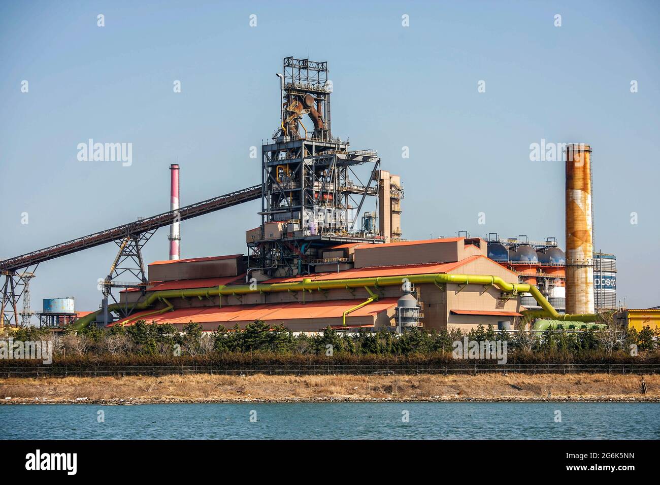 March 13, 2018-Pohang, South Korea-A General view of POSCO Steel Plant ...