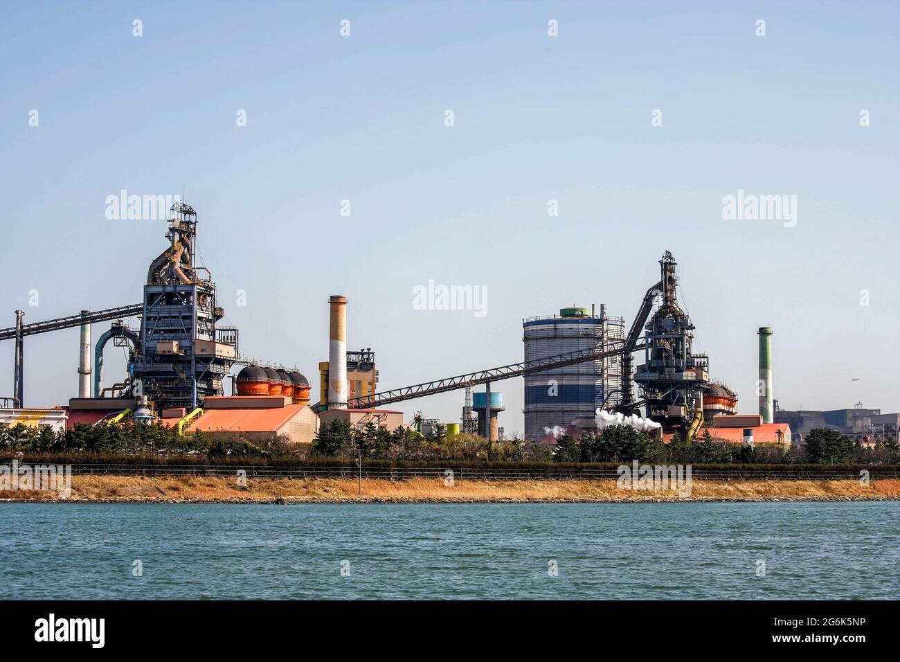 March 13, 2018-Pohang, South Korea-A General view of POSCO Steel Plant ...