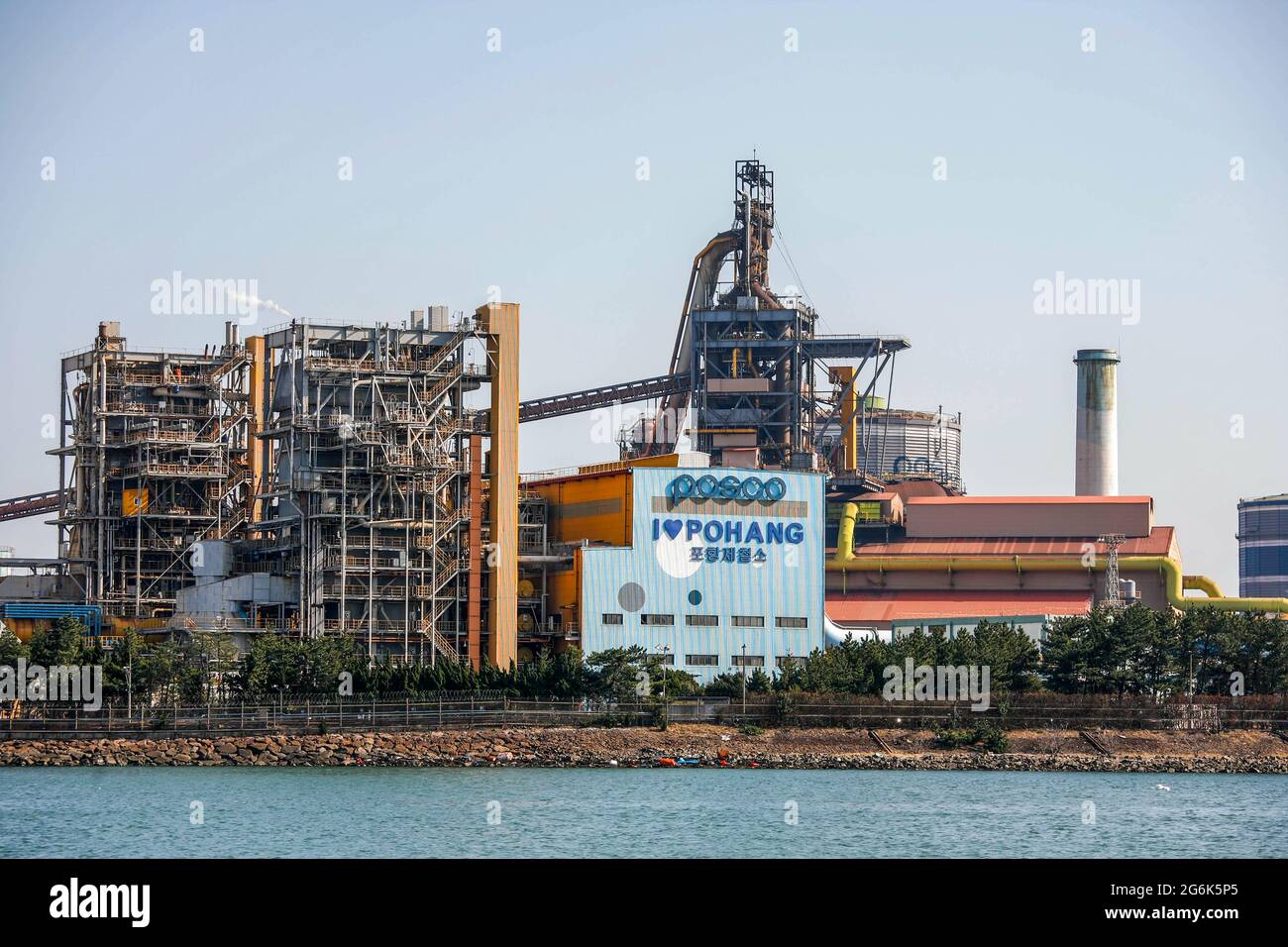 March 13, 2018-Pohang, South Korea-A General view of POSCO Steel Plant at Pohang steel ...