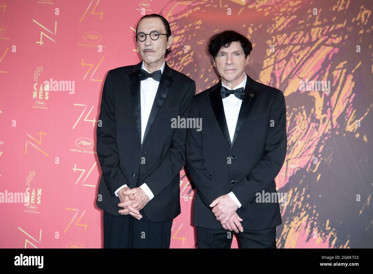 Cannes, France. 06 July 2021, Ron Mael and Russel Mael attend the ...
