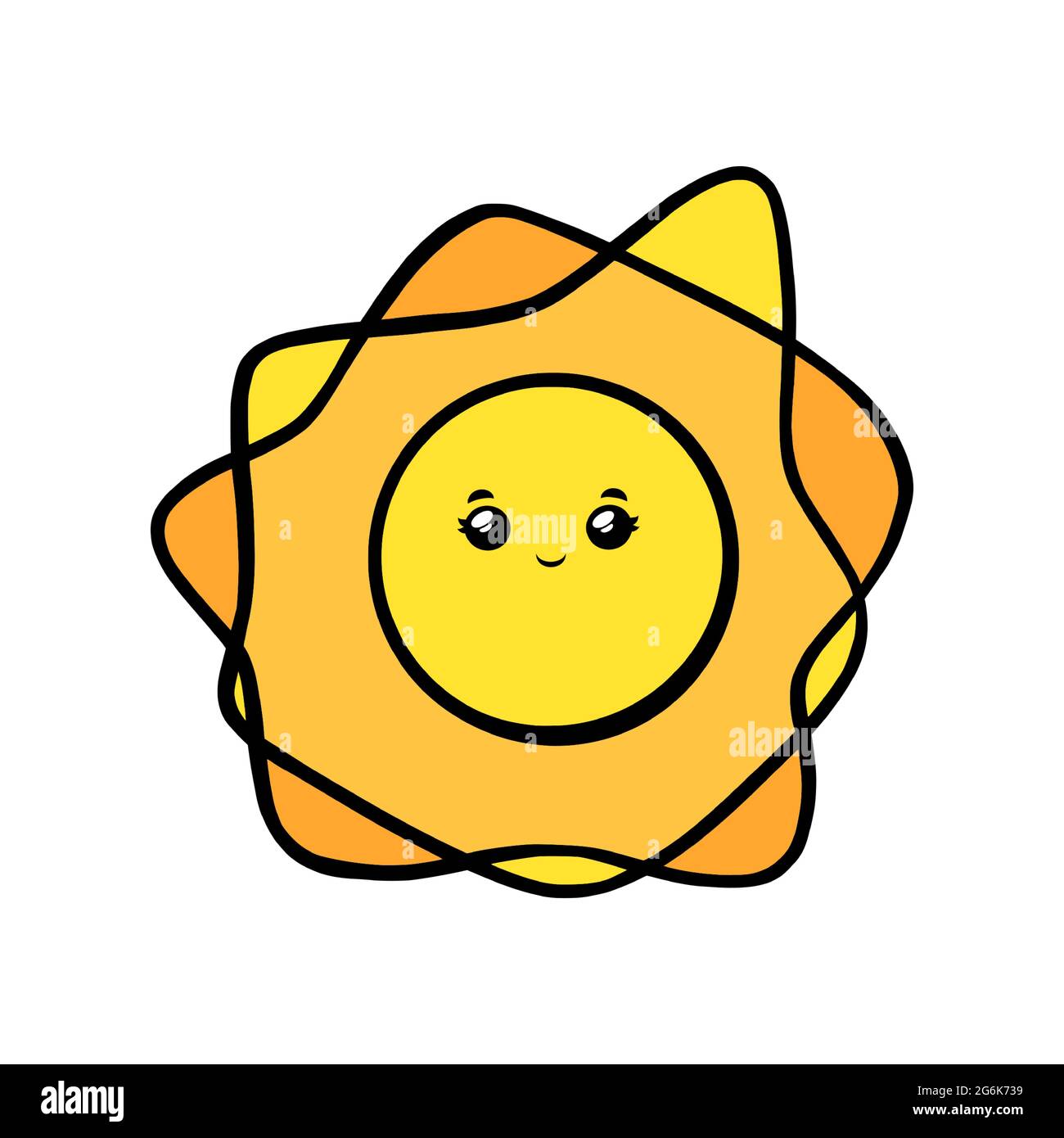 Cute sun with eyes and smile. Kawaii sun smiling face in doodle style ...