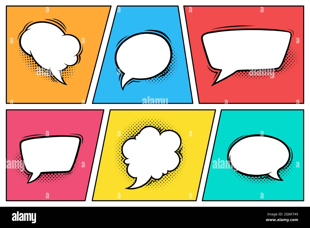 Comic speech bubbles with halftone shadows. Set of speech boxes ...