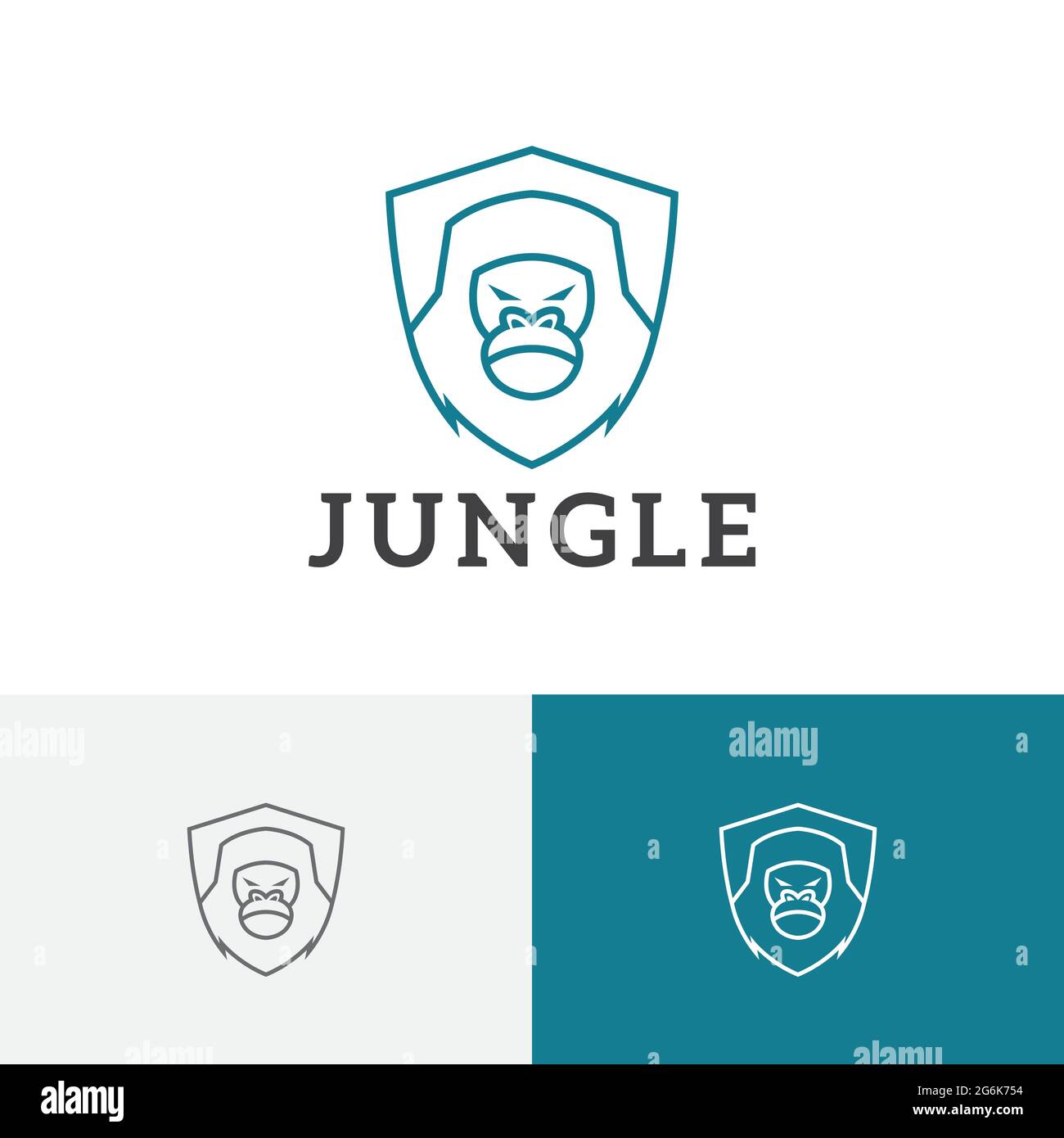 Jungle Strong Shield Gorilla Monkey Ape Rescue Line Logo Stock Vector ...