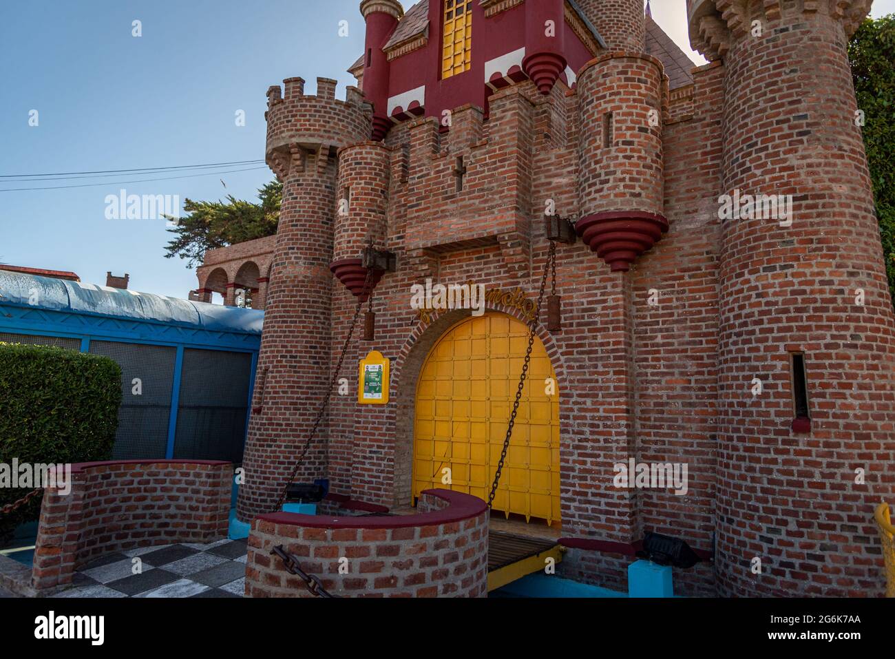 Colorful medieval castle themed amusement park made of bricks Stock ...