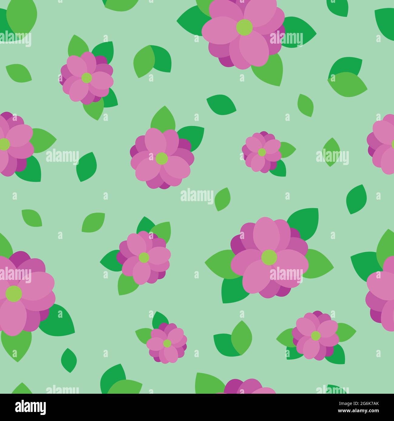 Seamless pattern, flowers of different sizes and leaves - Vector ...
