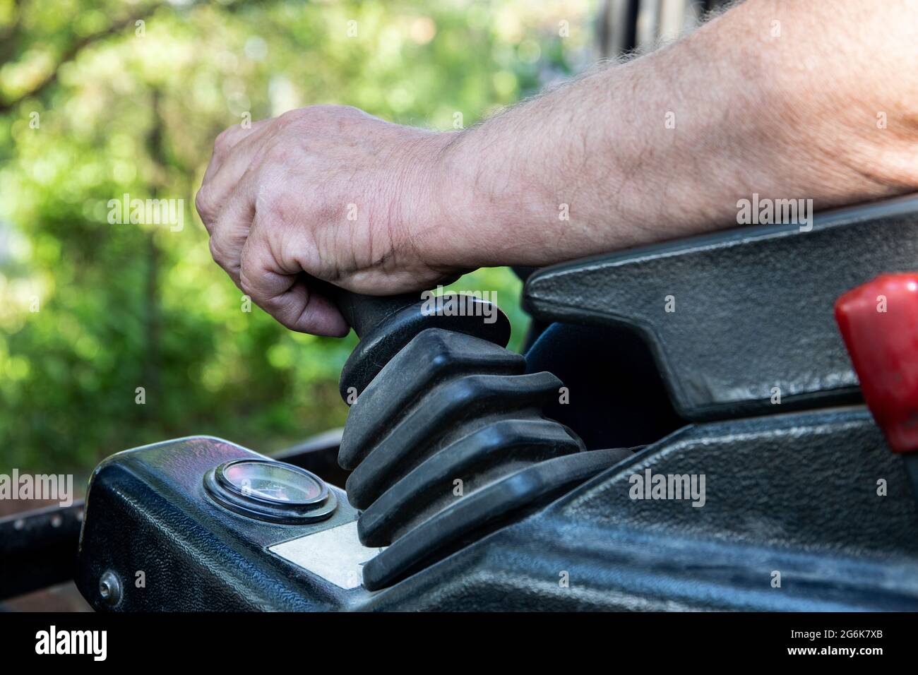Hand on hydraulic control hi-res stock photography and images - Alamy