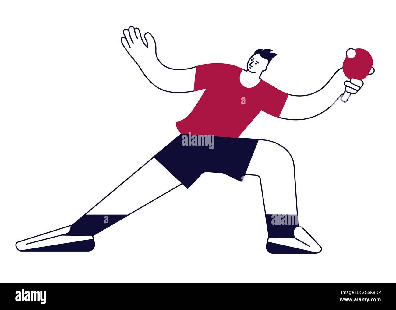 Ping Pong player in red t-shirt serving the ball isolated on white ...