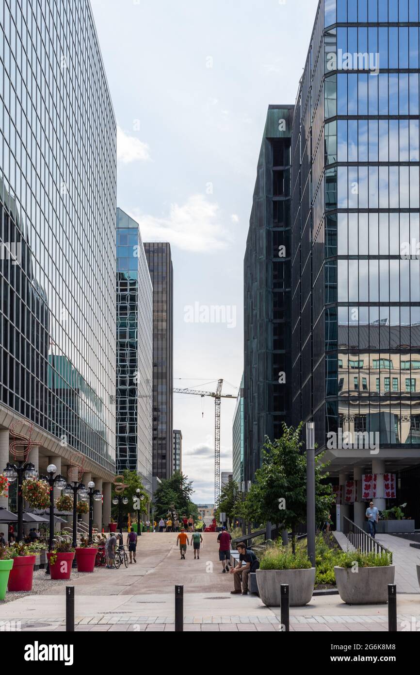 Ottawa, Canada - July 1, 2021: Cityscape street view with modern ...