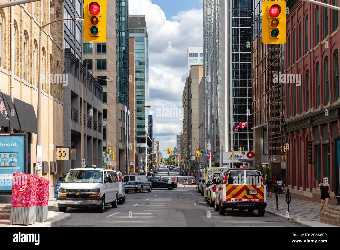 Ottawa, Canada - July 1, 2021: Cityscape street view with modern ...
