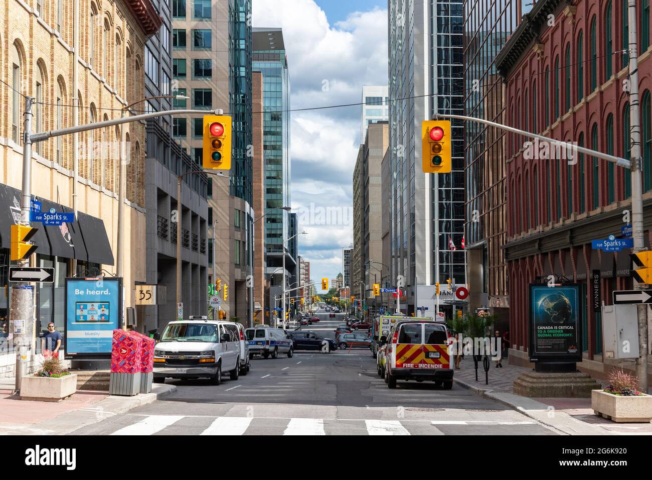 Ottawa, Canada - July 1, 2021: Cityscape street view with modern ...