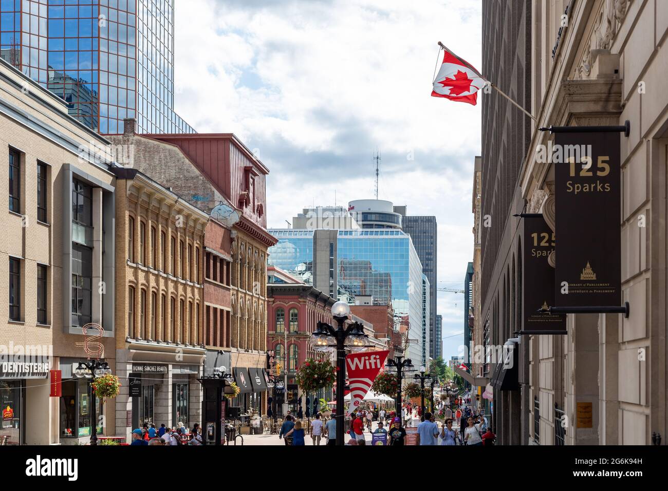 Ottawa, Canada - July 1, 2021: Cityscape street view with walking ...