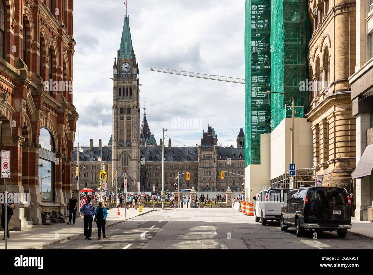 Ottawa, Canada - July 1, 2021: Cityscape street view with historical ...