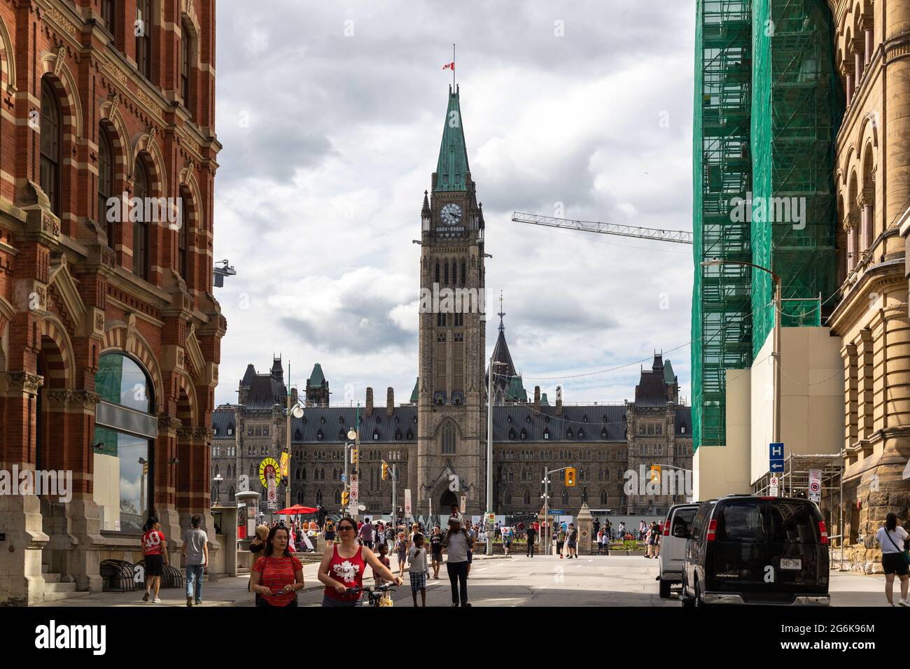 Ottawa, Canada - July 1, 2021: Cityscape street view with historical ...