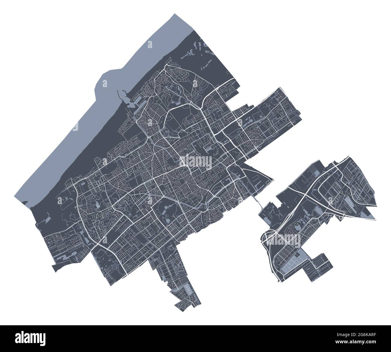 Hague map. Detailed vector map of Hague city administrative area. Cityscape poster metropolitan ...