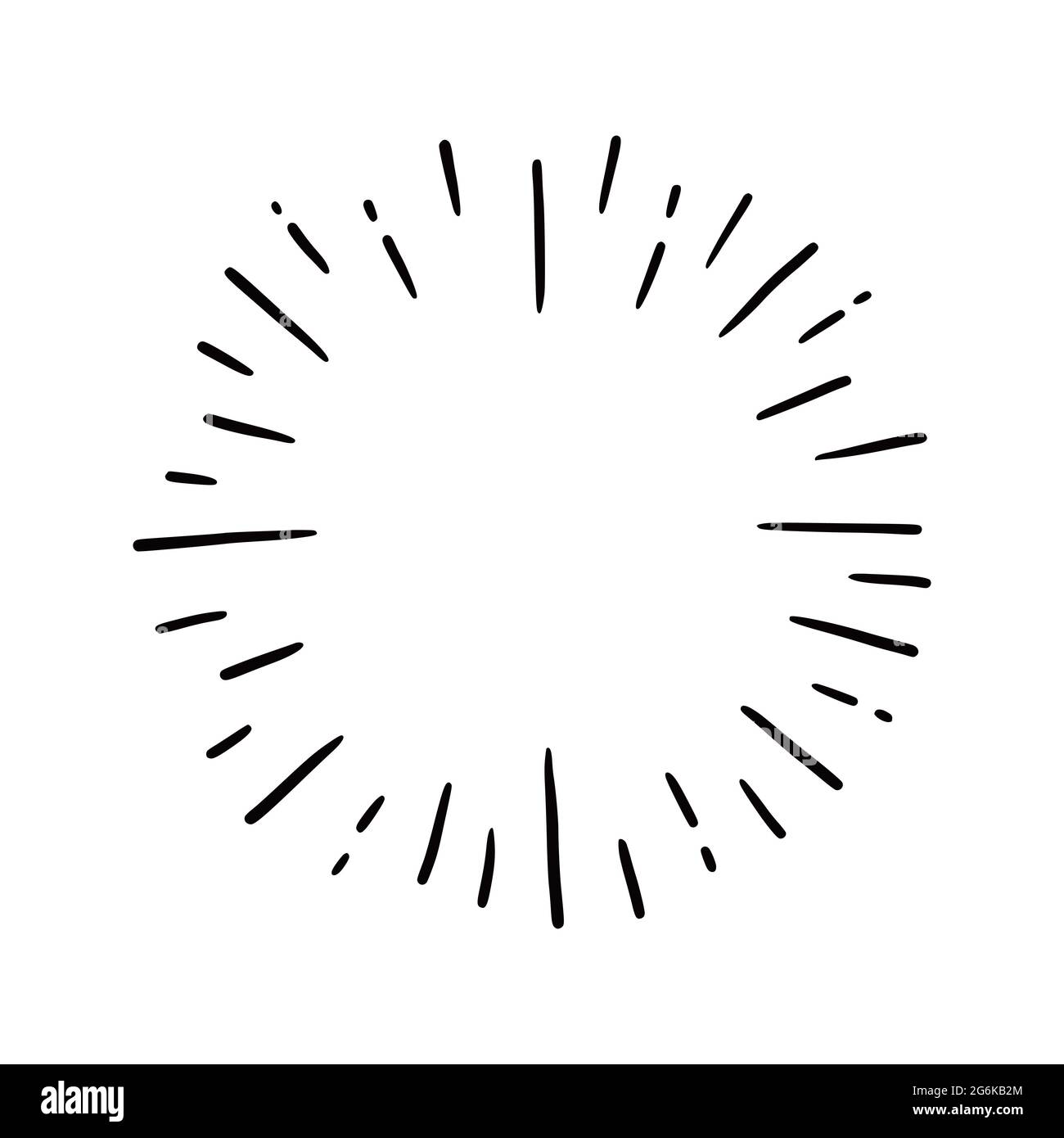 Line doodle ray, sparkle, sunburst. Hand drawn sketch style sunshine ...